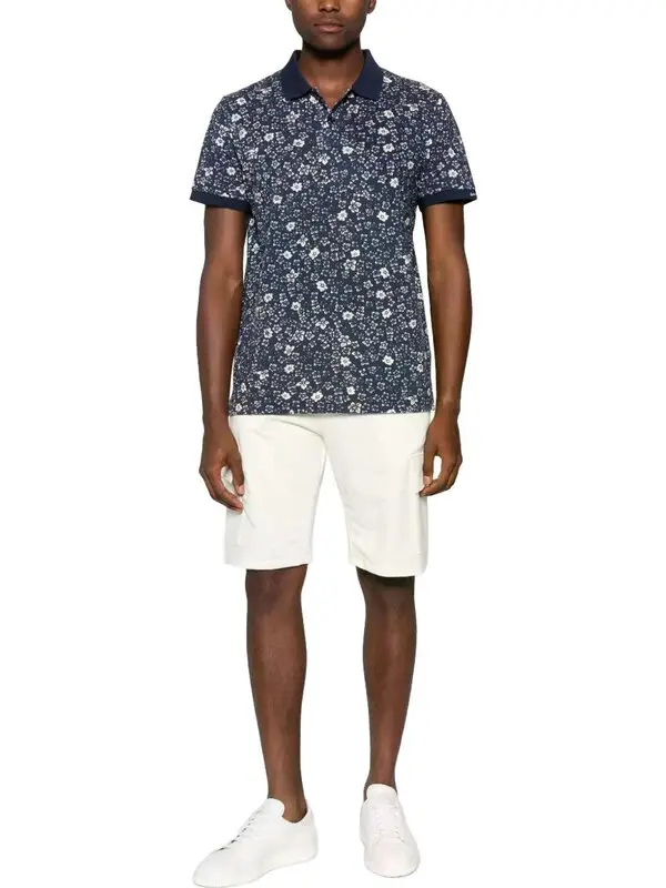 Gant Floral-print Cotton Polo Shirt - Blue
