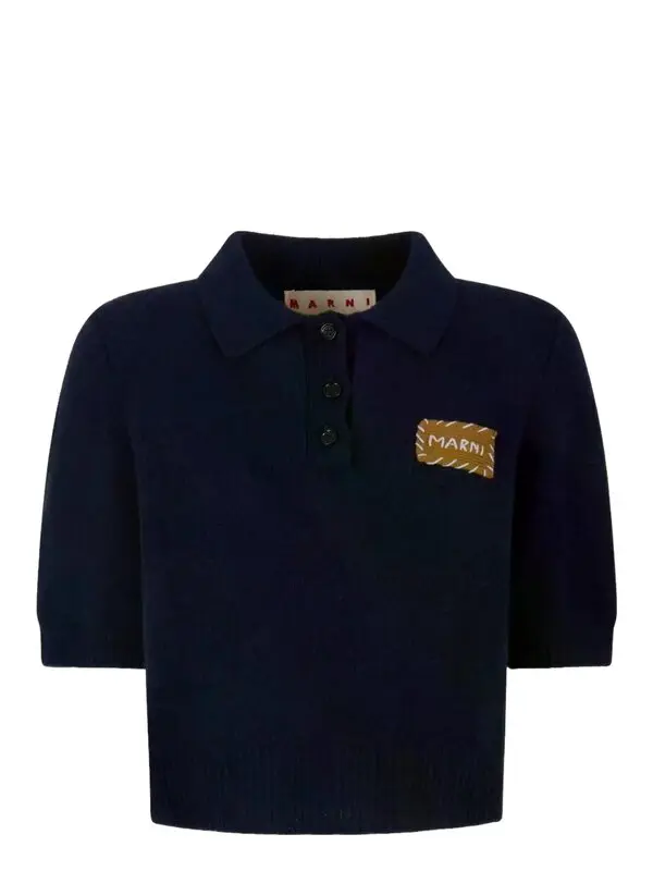 Marni Logo-patch Cashmere Polo Shirt - Blue