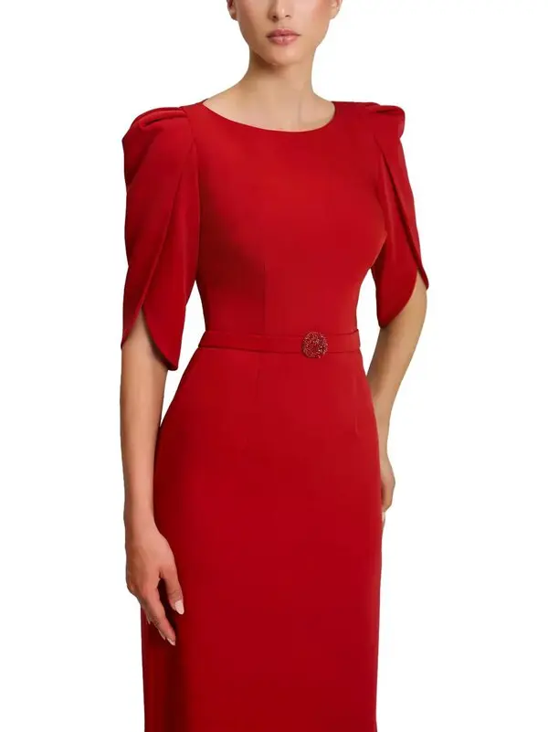 CRISTALLINI Boat-neck Dress - Red