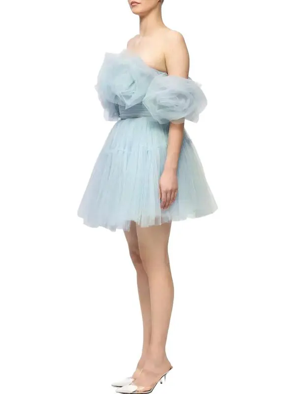 ANA RADU Off-shoulder Tulle Mini Dress - Blue