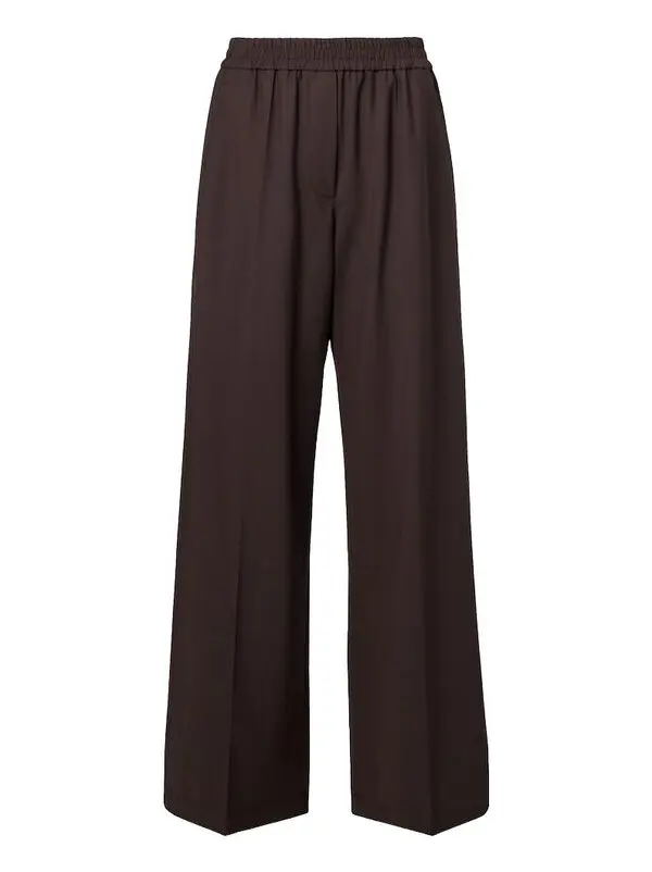 Brunello Cucinelli Wool-blend High-rise Wide-leg Trousers - Brown