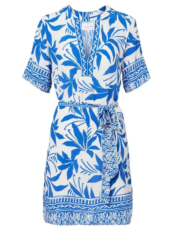 Velvet By Graham & Spencer Vanessa Printed Shirt Dress - Blue