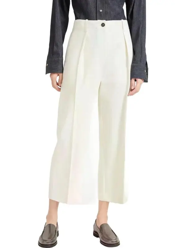 Brunello Cucinelli Pleated Cropped Trousers - White