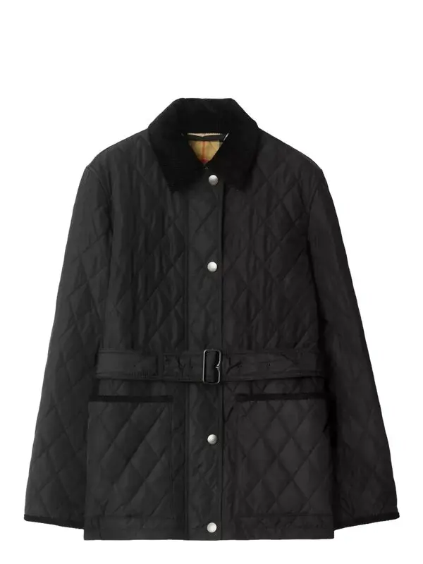 Burberry Quilted Jacket With Contrasting Check Lining - Black