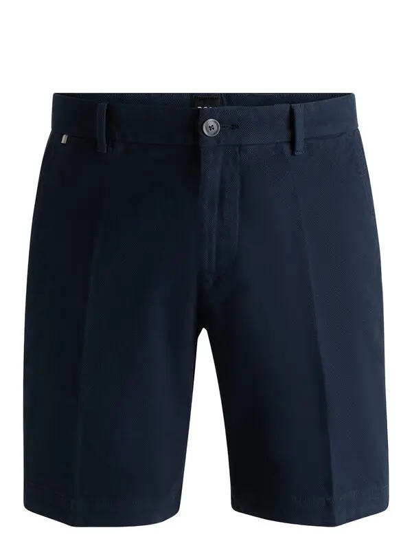 BOSS Slim-fit Stretch Cotton Shorts - Blue