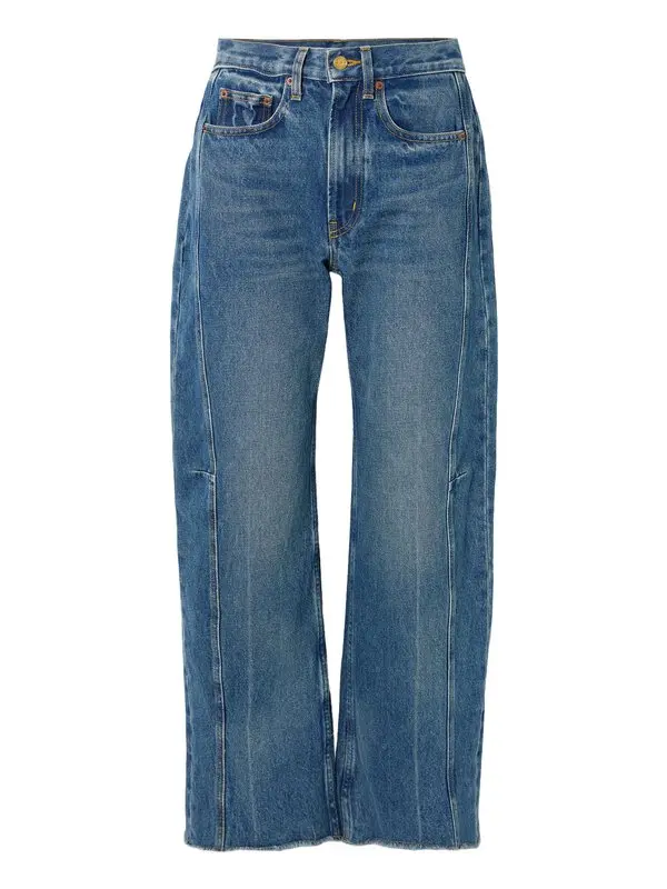 B Sides Relaxed Cuffed Lasso High-rise Wide-leg Jeans - Blue