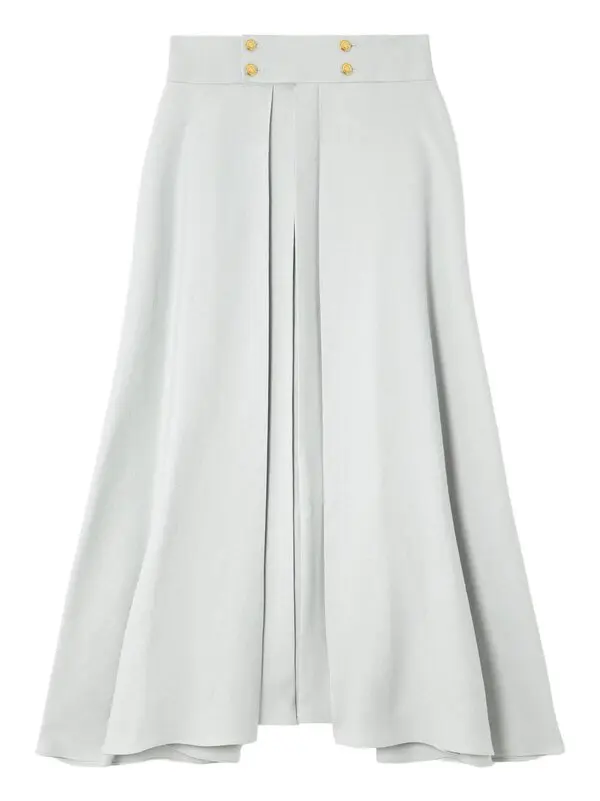 Loro Piana Petra Pleated Linen-twill Midi Skirt - Blue