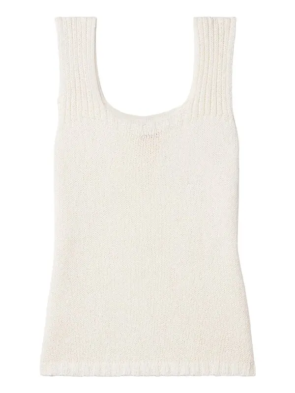 Khaite Wil Cotton Ribbed Tank Top - Neutrals