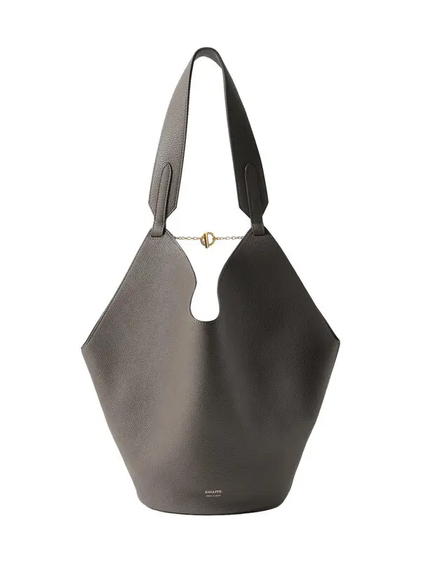 Khaite Lotus Small Textured-leather Tote - Gray
