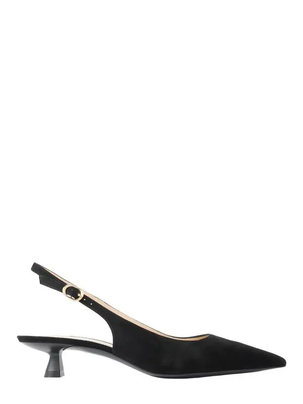 STUART WEITZMAN Sculpt Leather-trimmed Suede Slingback Pumps - Black