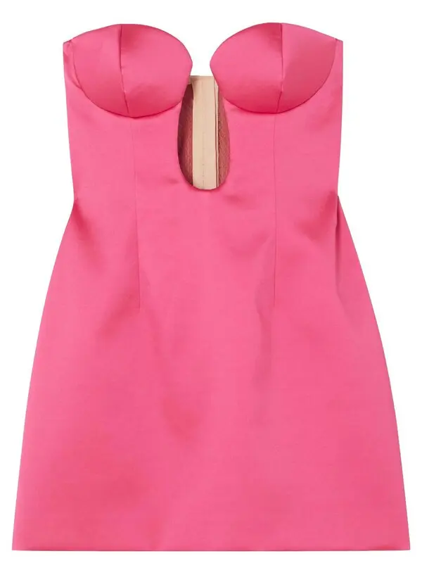 Magda Butrym Embellished Cutout Ruched Floral-print Halterneck Mini Dress - Pink