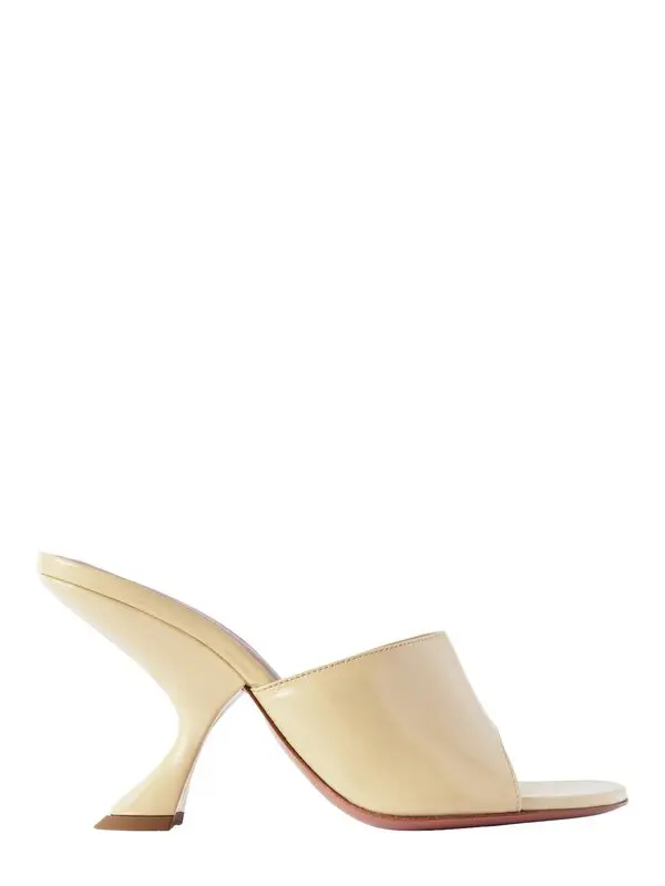 Amina Muaddi Patent Leather Mules - Neutrals