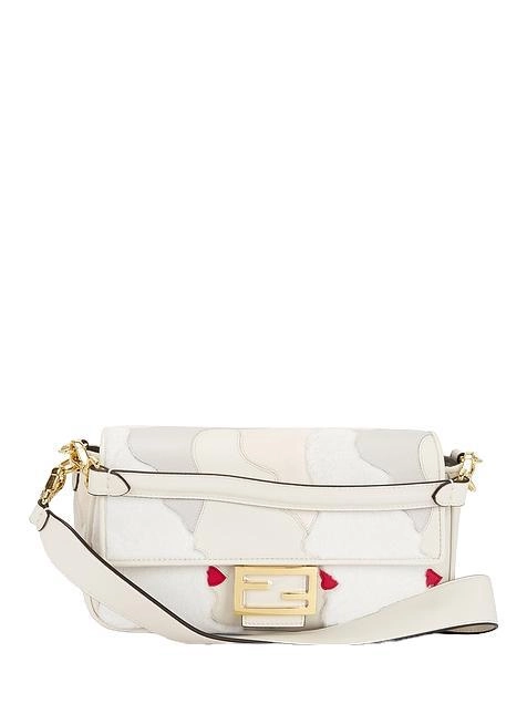 FWRD RENEW Fendi Mink Fur Nappa Faces Baguette Shoulder Bag - Ivory