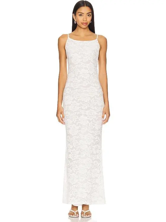 Superdown Maxi Dress With Floral Lace - White