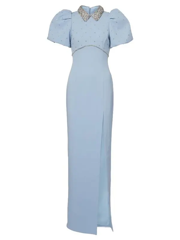 Rebecca Vallance Amery Embellished Puff-sleeve Gown - Blue