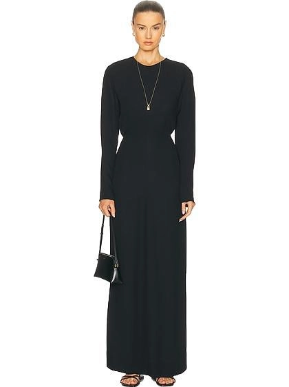 TOTEME Long Sleeve Slouch Waist Maxi Dress - Black
