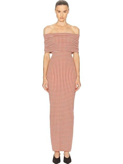 Alaïa Off The Shoulder Midi Dress - Auburn
