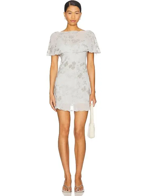 STONE COLD FOX Blaire Embroidered Mini Dress - Blue