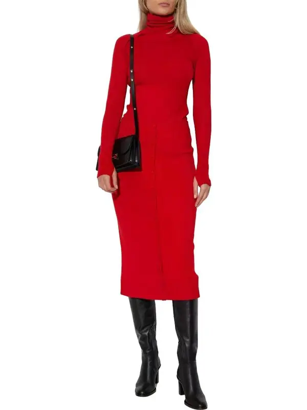Victoria Beckham Fitted Button-front Midi Skirt - Red