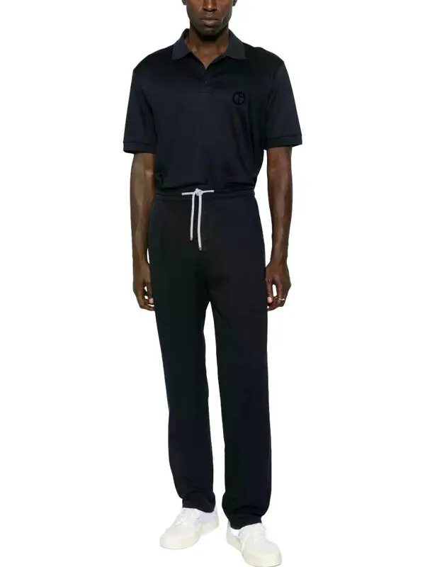 Giorgio Armani Logo-embossed Polo Shirt - Blue