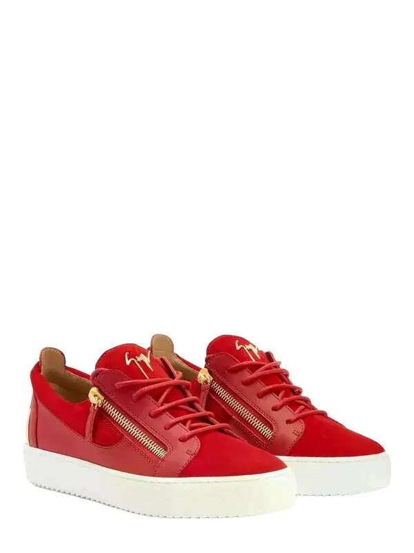 GIUSEPPE ZANOTTI Frankie Low-top Sneakers With Gold-tone Hardware - Red