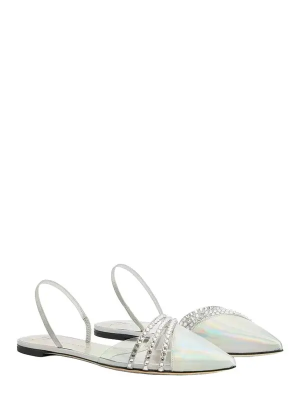 GIUSEPPE ZANOTTI Clarály Slingback Flat Sandals - Silver