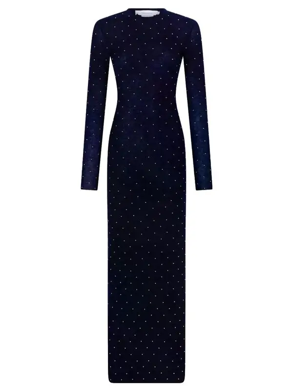 Rabanne Beaded Long-sleeve Gown - Blue