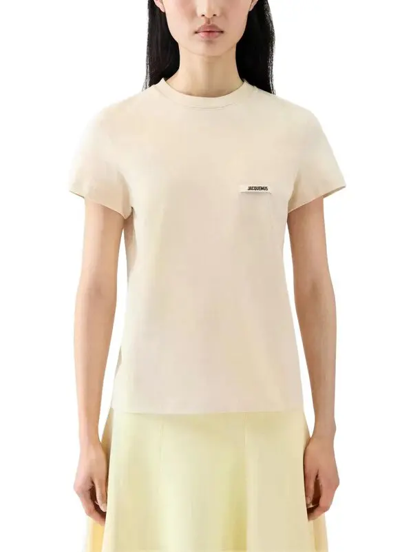 Jacquemus Ribbed Logo T-shirt - Neutrals