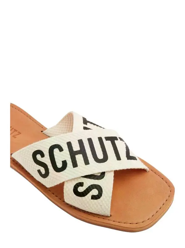 Schutz Logo-print Straps Slides - Neutrals