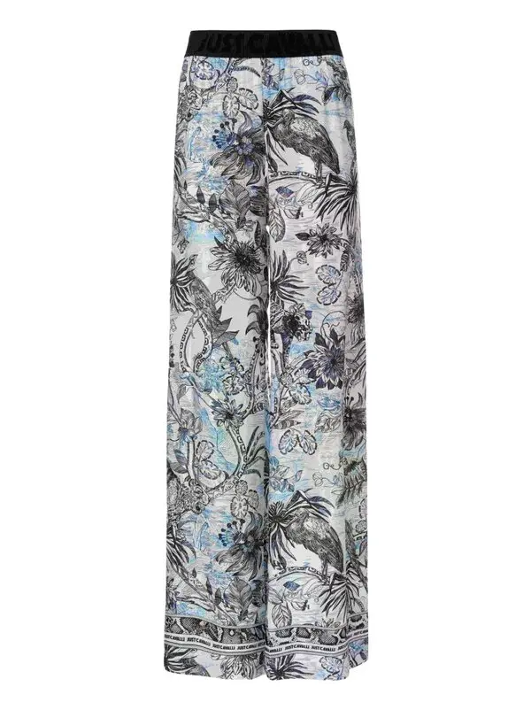 Just Cavalli Floral Print Trousers - White