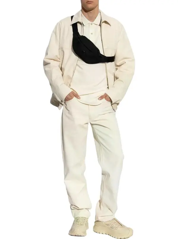 Moncler Zip-up Bomber Jacket With Sleeve Patch - Neutrals