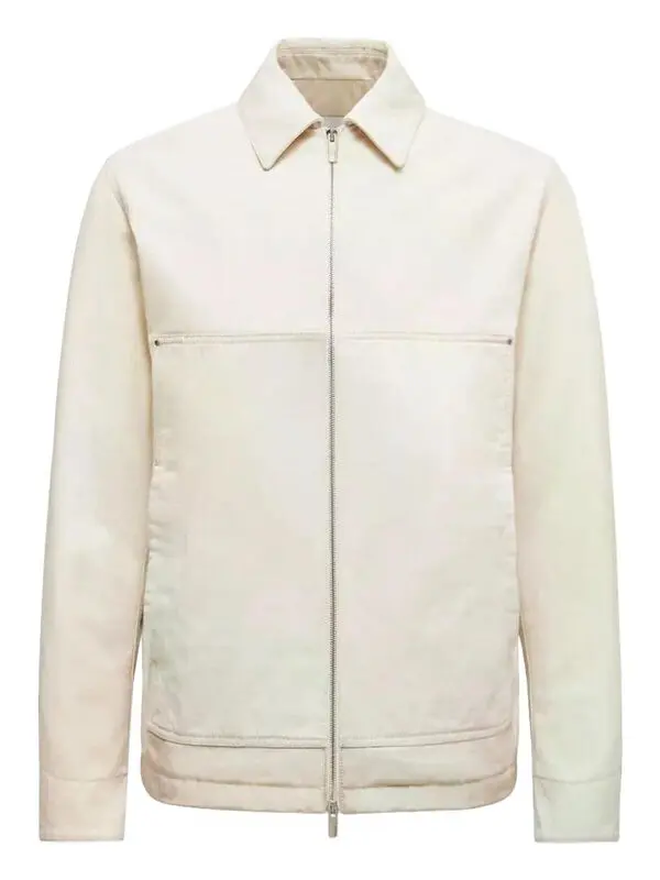 Moncler Zip-up Bomber Jacket With Sleeve Patch - Neutrals