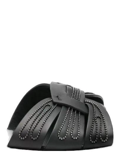 DOUCAL'S Leather Flat Sandals - Black