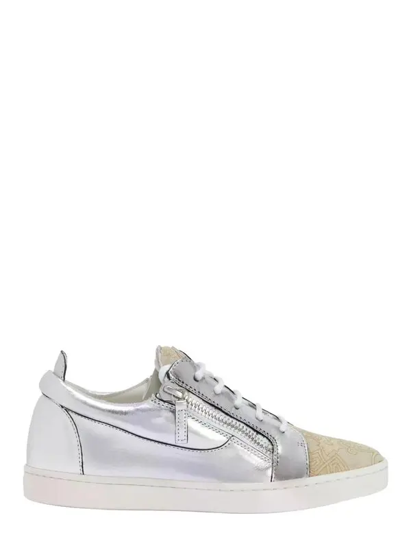 GIUSEPPE ZANOTTI Nicki Embroidered Leather Sneakers - Silver