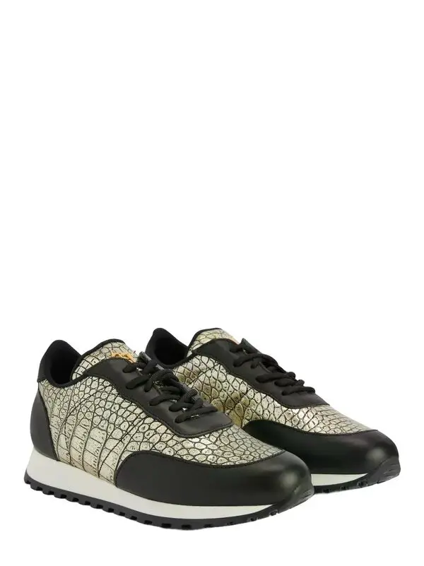 GIUSEPPE ZANOTTI Jimi Embossed Crocodile Effect Sneakers - Black