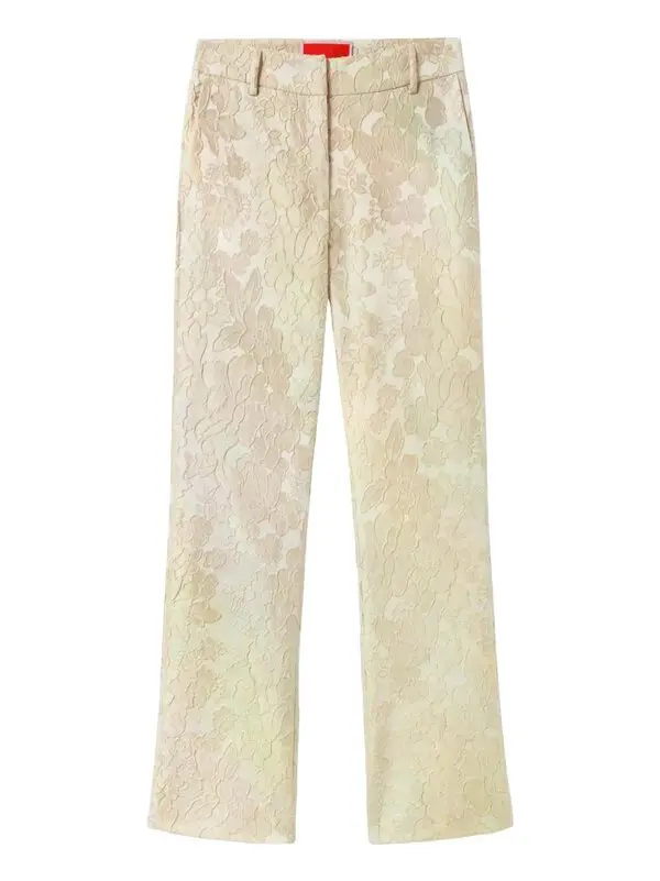 La DoubleJ Floral Jacquard Tailored Trousers - Neutrals