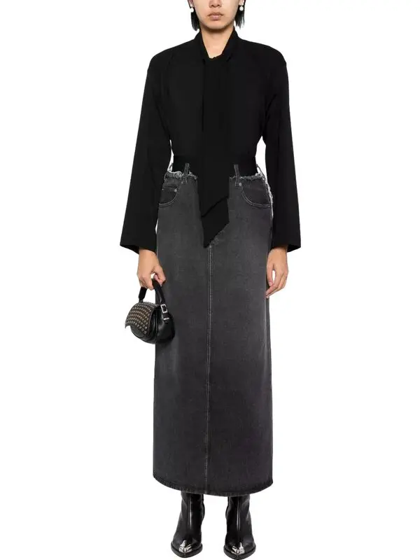 ALAINPAUL Tie-neck Long-sleeve Blouse - Black