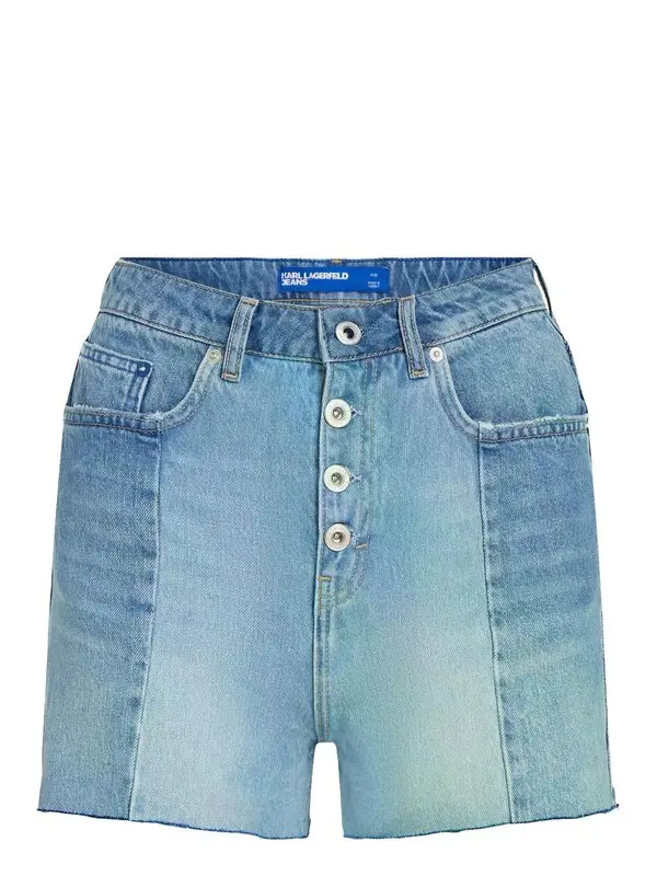 Karl Lagerfeld High-rise Colour-block Denim Shorts - Blue