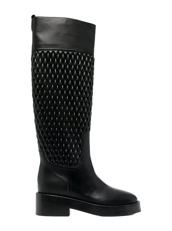Casadei Quilted Calf Leather Riding Boots - Black