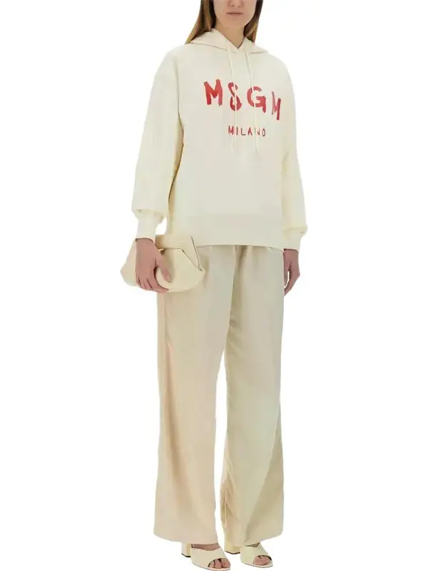 MSGM Logo-print Drawstring Hoodie - Neutrals