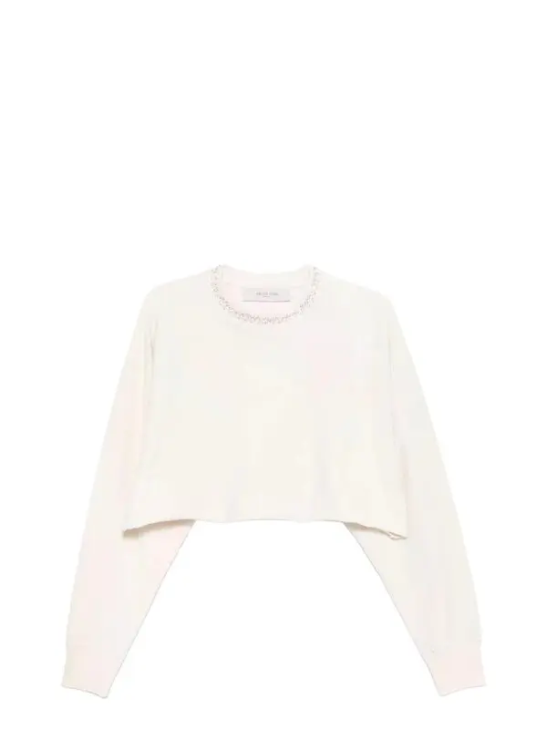 GOLDEN GOOSE Cropped Crew Neck Sweater - Neutrals