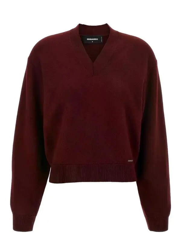 Dsquared2 V-neck Jumper With Ribbed Hem - Red
