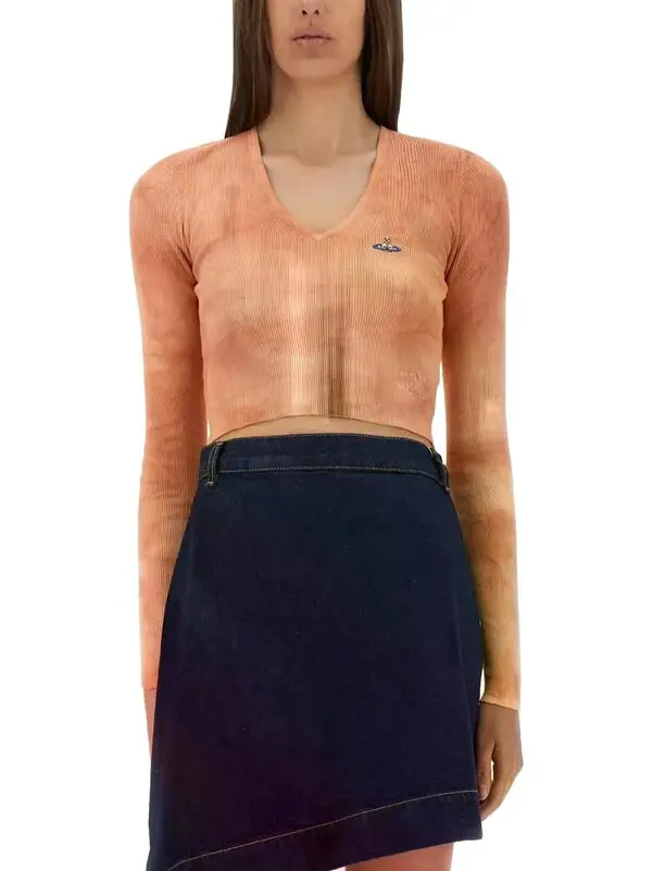 VIVIENNE WESTWOOD Orb Embroidered Cropped Top - Orange