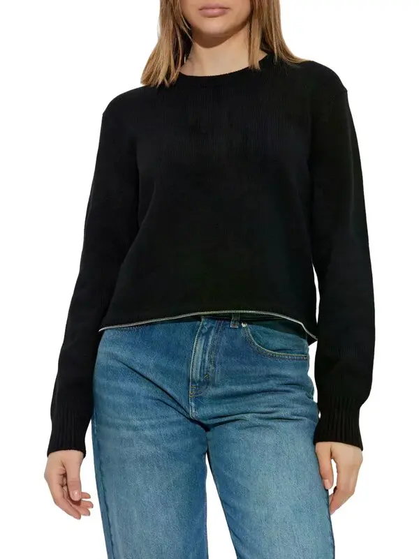 Helmut Lang Crew Neck Cropped Sweater - Black