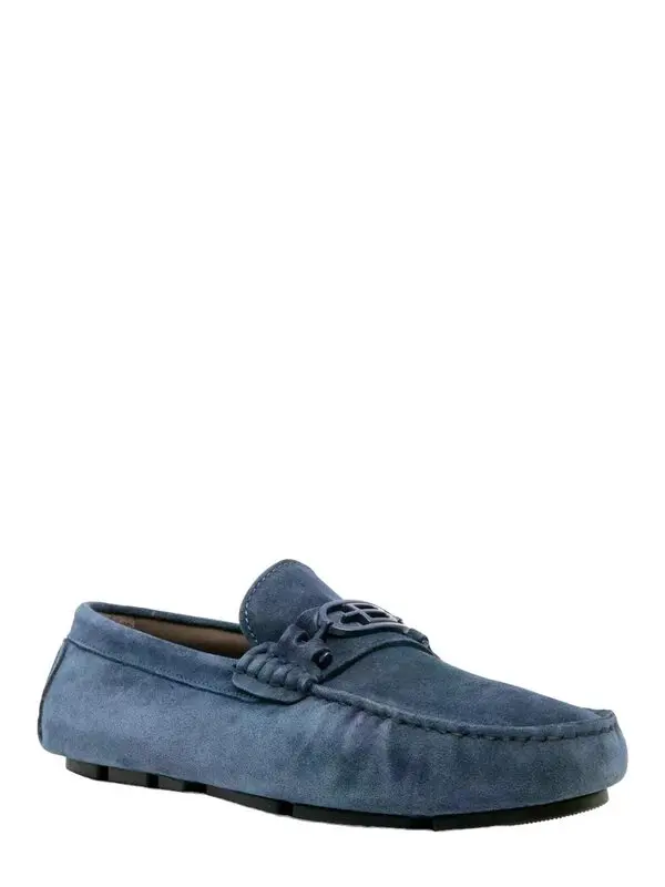 BALDININI Logo-plaque Calf-leather Loafers - Blue