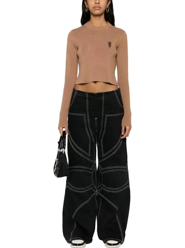 Amiri Logo-embroidery Cropped Jumper - Brown