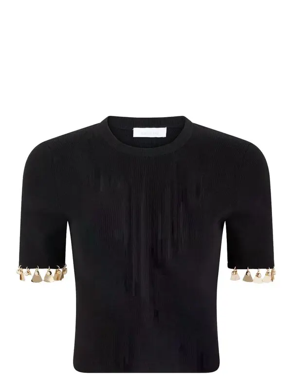 Rabanne Charm-trim Cropped T-shirt - Black