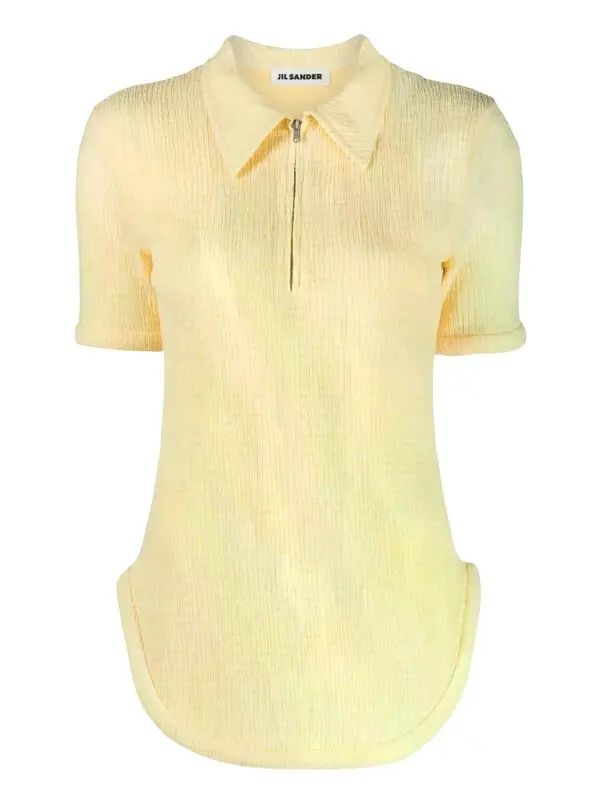 JIL SANDER Half-zip Gaufre Polo Shirt - Yellow