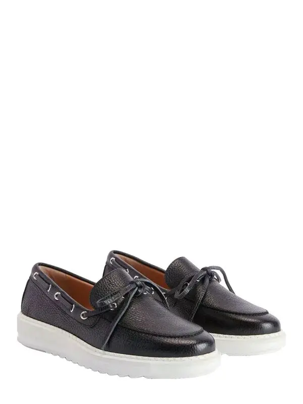 GIUSEPPE ZANOTTI Alfred Grained-leather Boat Shoes - Black