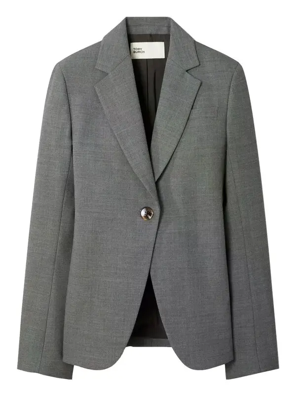 Tory Burch Stretch Flannel Blazer - Grey